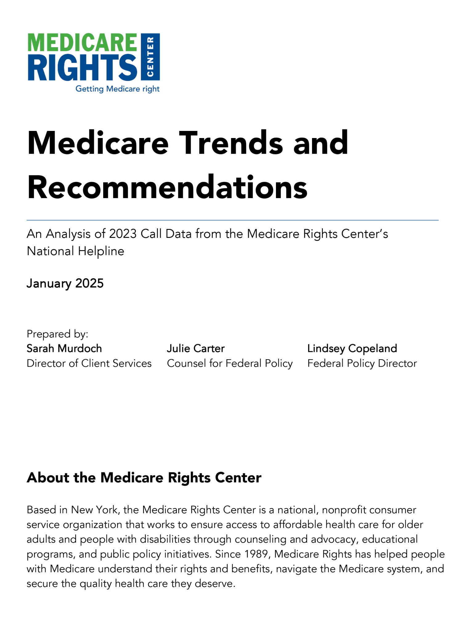 Counseling and Advocacy - Medicare Rights Center